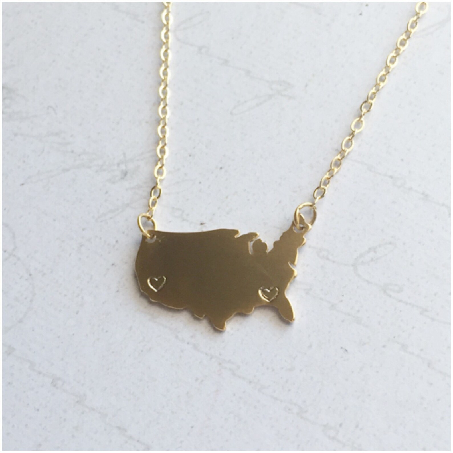 Personalized US Map Charm With Hearts Two States Map 2 - Etsy