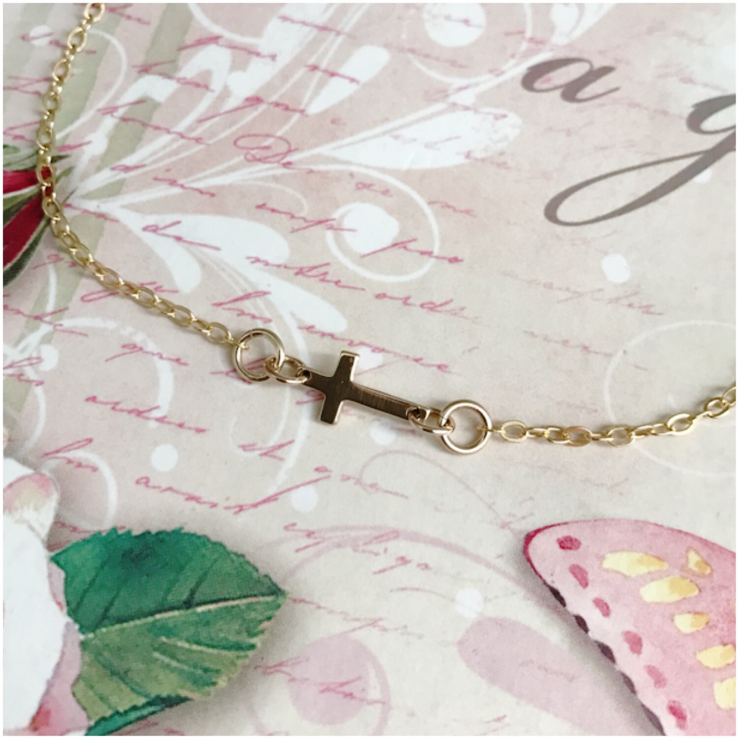 Gold Cross Bracelet - Little Cross Bracelet - Tiny Cross Bracelet ...