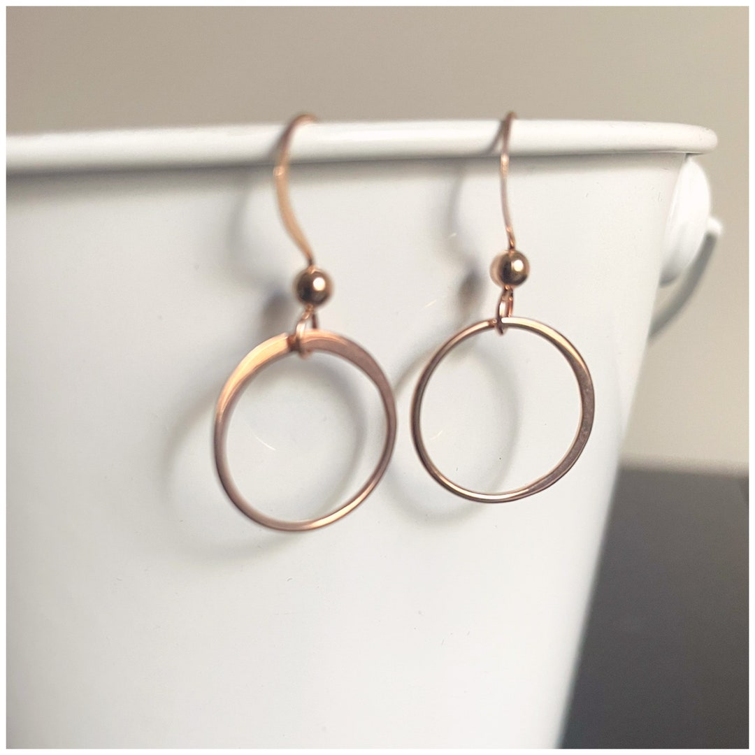 Rose Gold Circle Earrings - Rose Gold Ring Jewelry - Karma Earrings ...
