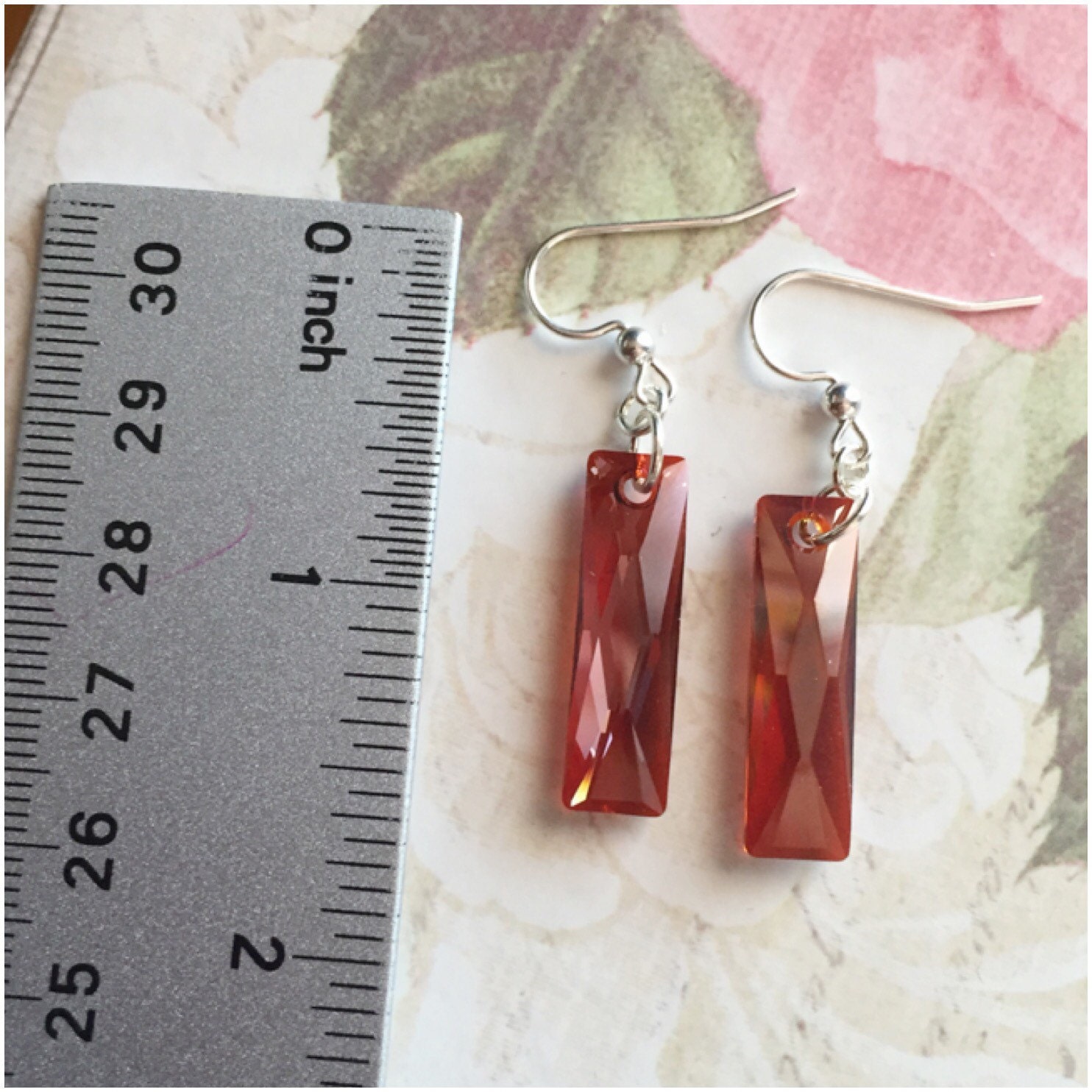 Sterling Silver Red Drop Earrings - Swarovski Crystal Dangle Earrings ...