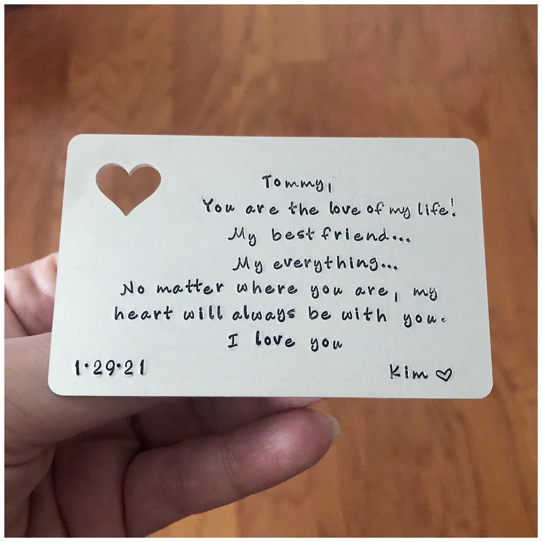 Hand Stamped Message Card - Heart Pocket Card - Stamped Message Insert ...