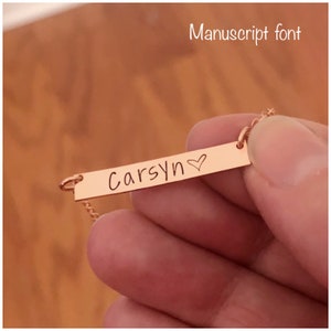 Rose Gold Bar Necklace - Personalized Name Necklace - Nameplate ...