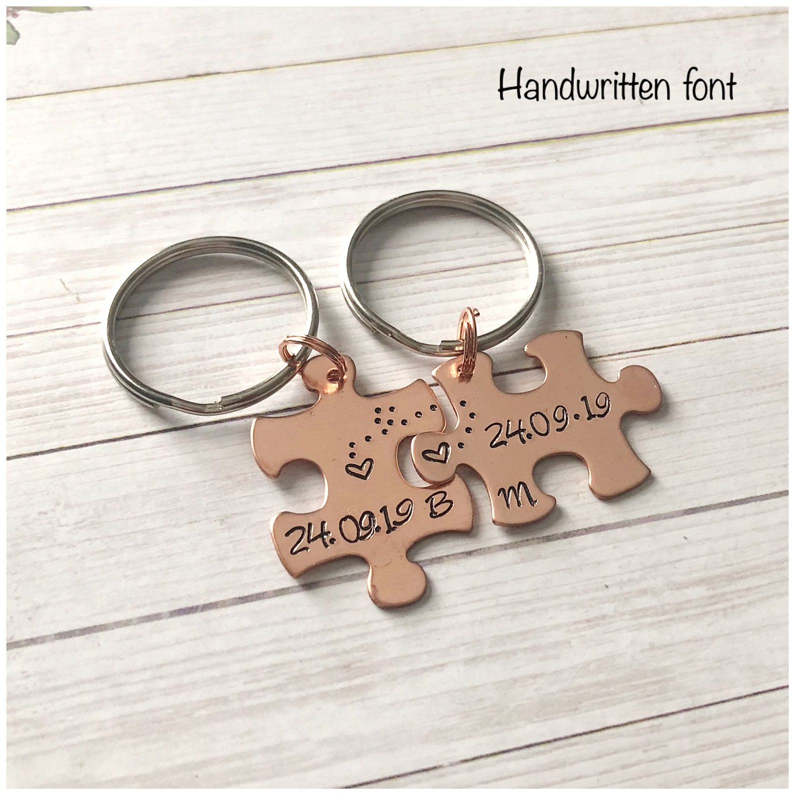 Personalized Puzzle Piece Keychains - Couple Key Holder - Anniversary ...