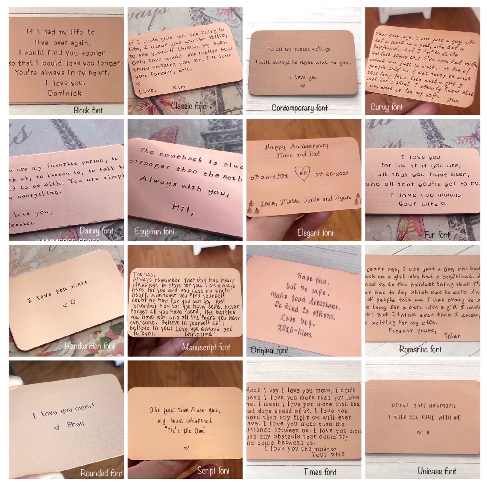 Copper Calendar Pocket Card Personalized Anniversary Gift - Etsy