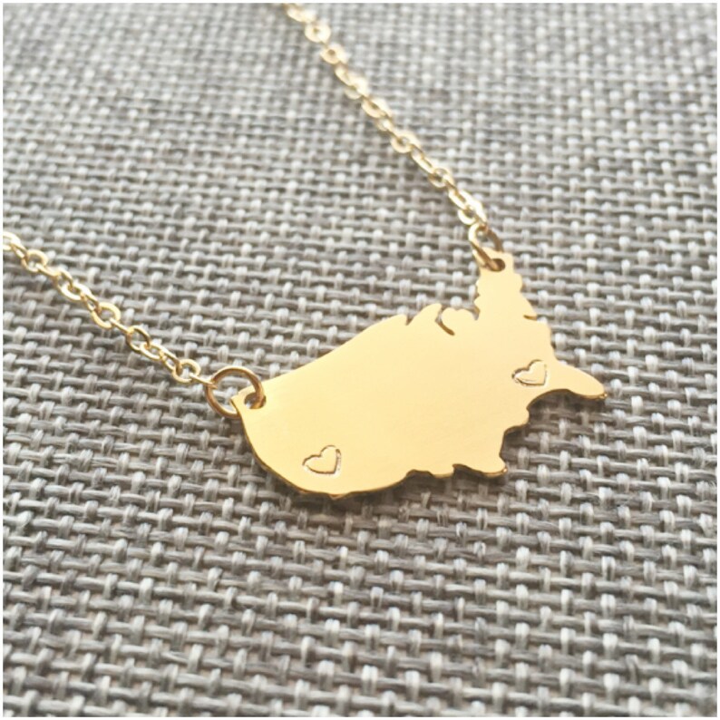 Personalized US Map Charm With Hearts - Two States Map - 2 Cities USA ...