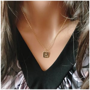 Gold Scrabble Necklace - Personalized Square Necklace - Hand Stamped ...