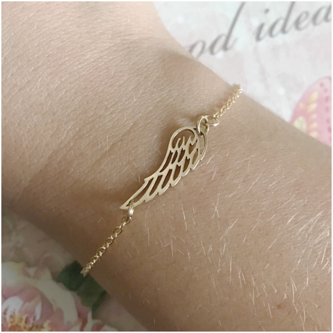 Sideways Wing Bracelet Gold Angel Wing Bracelet One Wing Bracelet