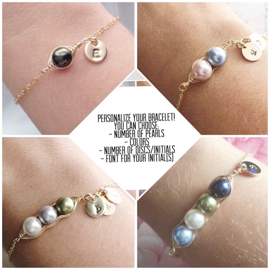 Gold Pea in a Pod Bracelet - Wire Wrapped Bracelet - Customized Pea Pod ...