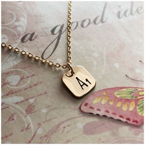 Gold Scrabble Necklace - Personalized Square Necklace - Hand Stamped ...