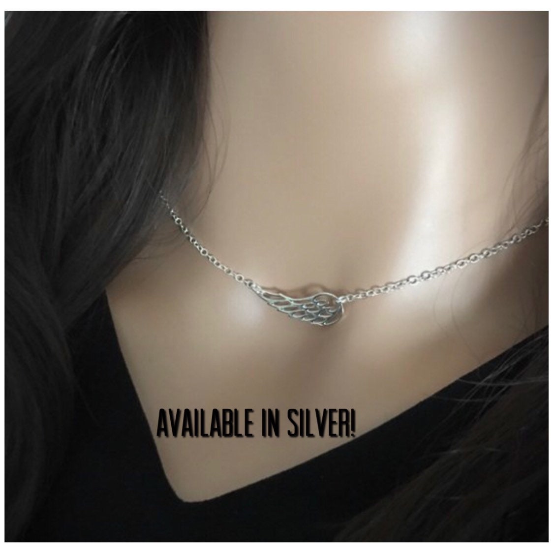 Sideways Wing Necklace Gold Angel Wing Necklace One Wing | Etsy