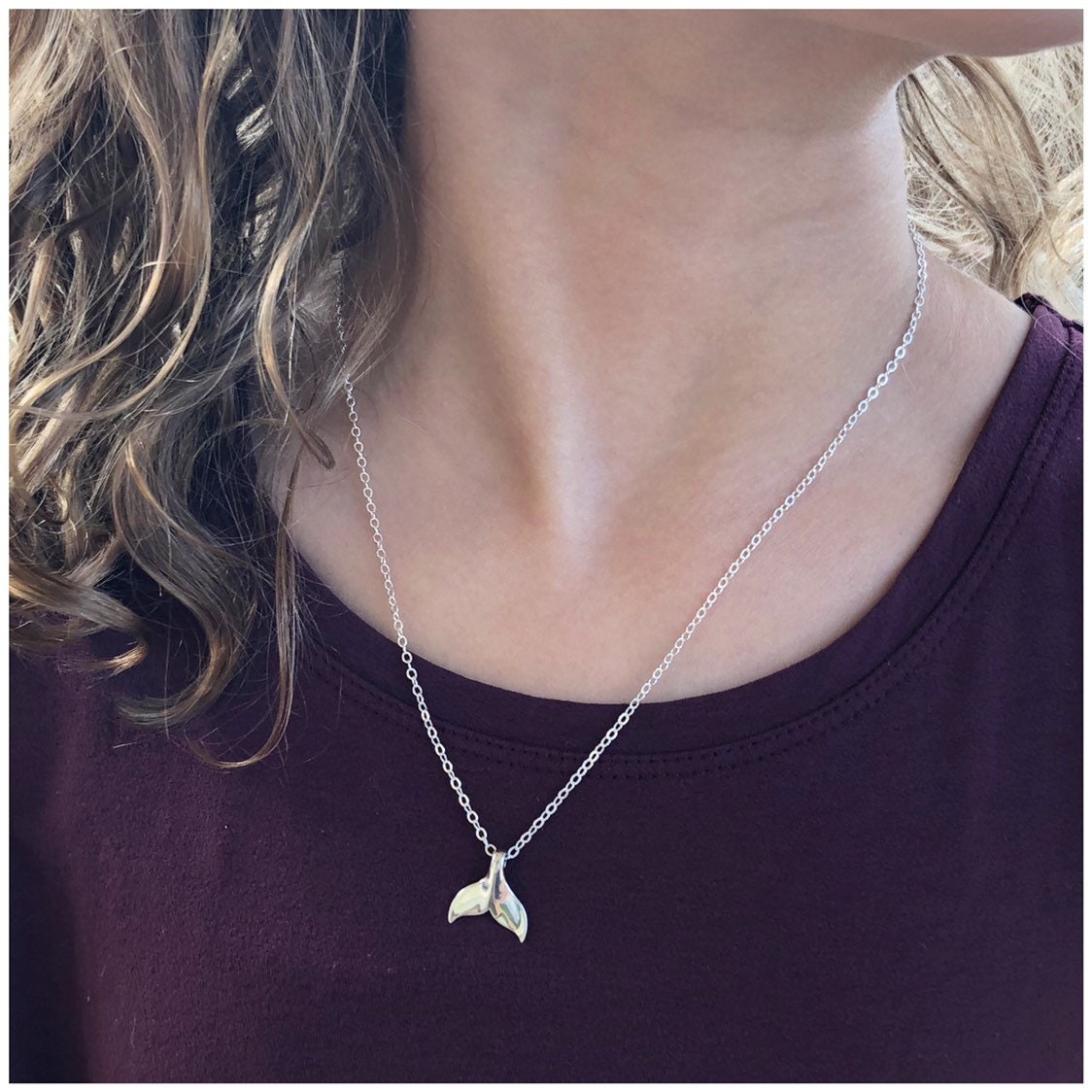 Sterling Silver Whale Tail Pendant Necklace - Under the Sea Jewelry ...