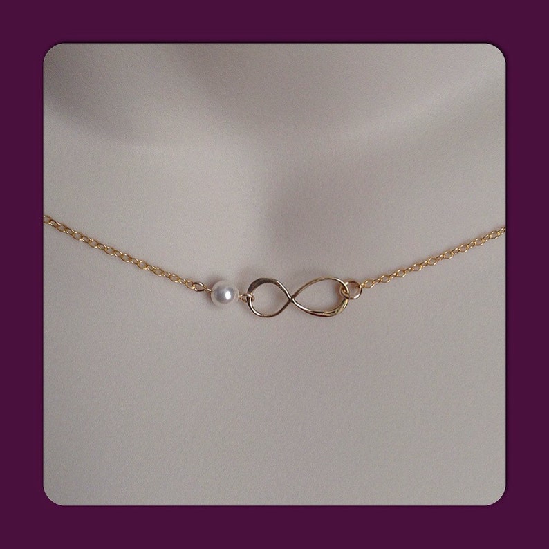 Gold Infinity Necklace With Pearl Infinite Love Gift for New | Etsy