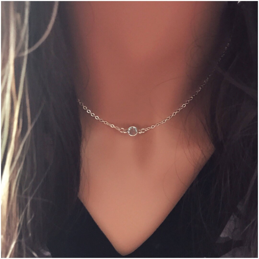 Personalized Crystal Necklace - Sterling Silver Birthstone Necklace ...
