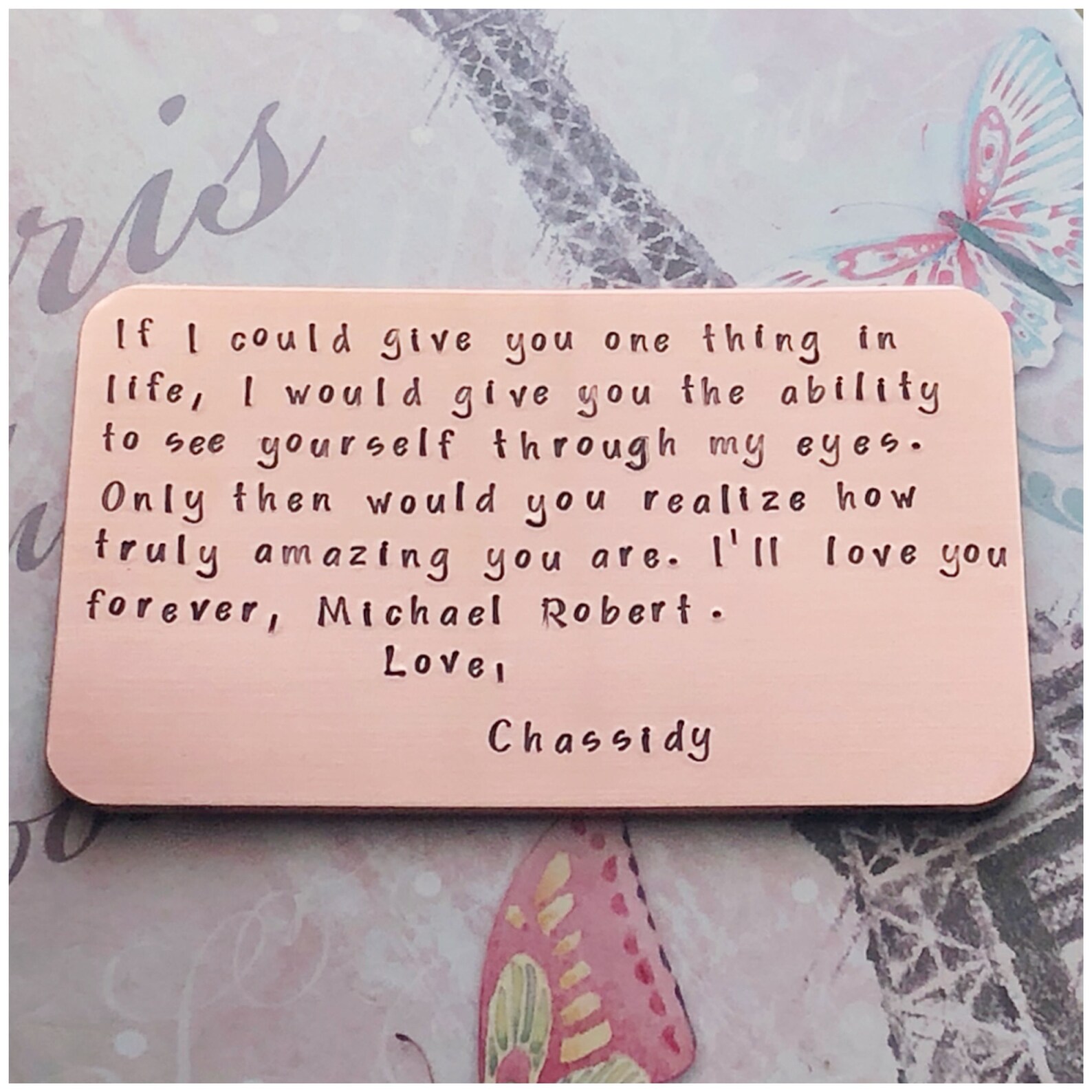 Copper Anniversary Custom Copper Wallet Insert Customized - Etsy