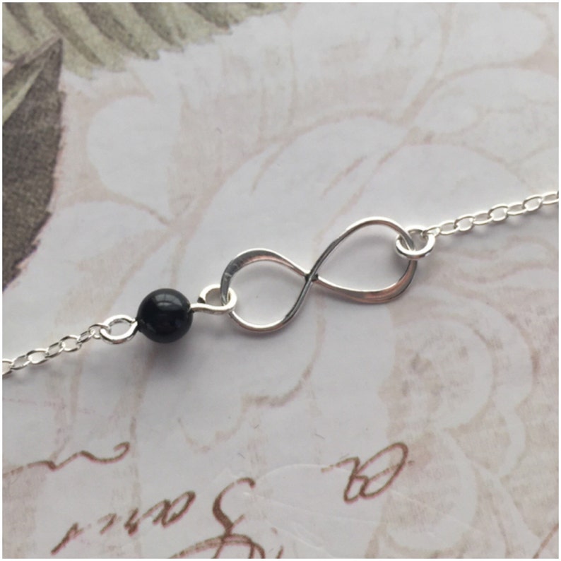 Black Infinity Anklet Jet Black Pearl Infinity Jewelry | Etsy