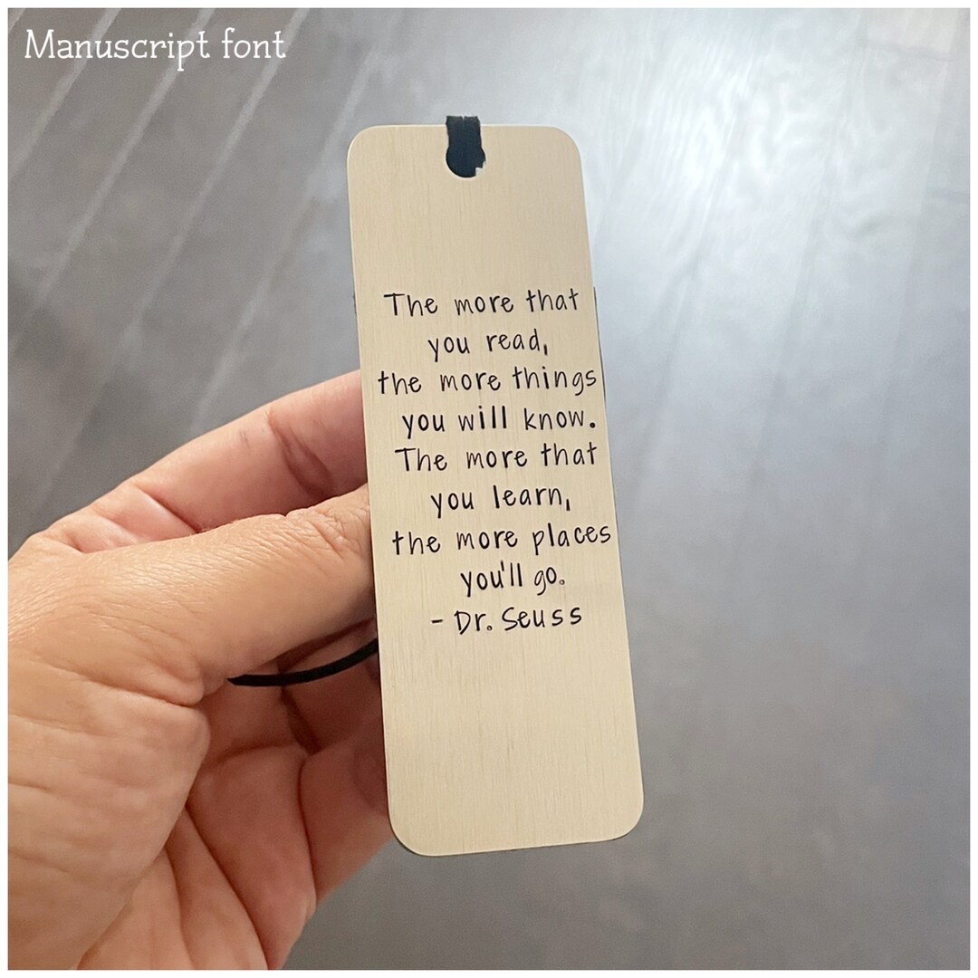4.5" X 1.5" Dr Seuss Quote Bookmark - Hand Stamped Book Accessory ...
