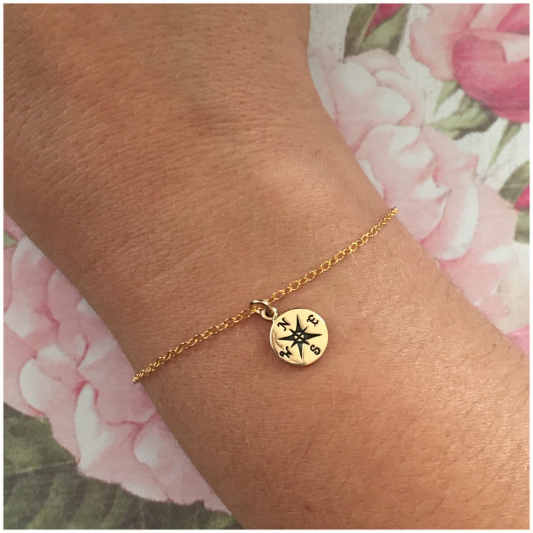 Gold Compass Bracelet With Personalized Message Card - I Would Be Lost ...