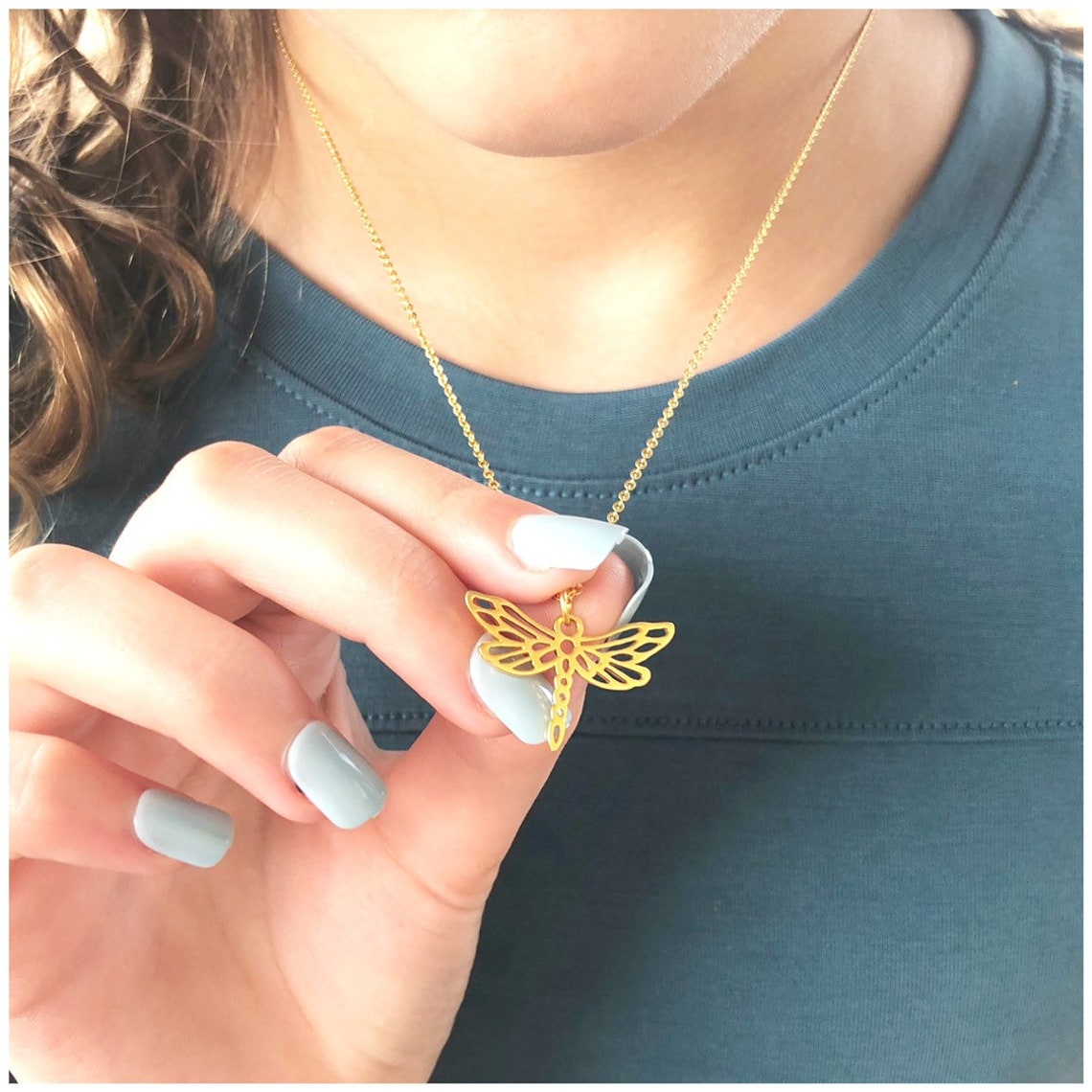 Gold Firefly Necklace Gold Dragonfly Necklace Simple Gold | Etsy