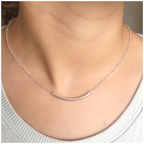 Sterling Silver Tube Necklace Silver Noodle Bar Silver | Etsy