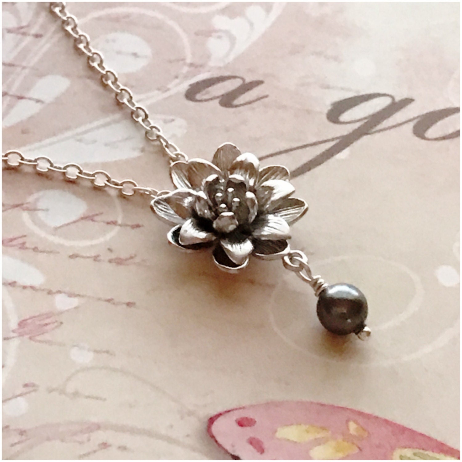 Silver Lotus Necklace Lotus Flower Necklace Silver Flower - Etsy