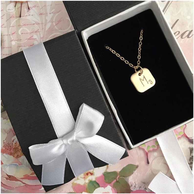 Gold Scrabble Necklace - Personalized Square Necklace - Hand Stamped ...