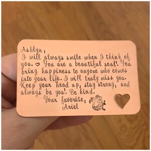 Gift for Best Friend - Copper Wallet Card - Personalized Hand Stamped ...