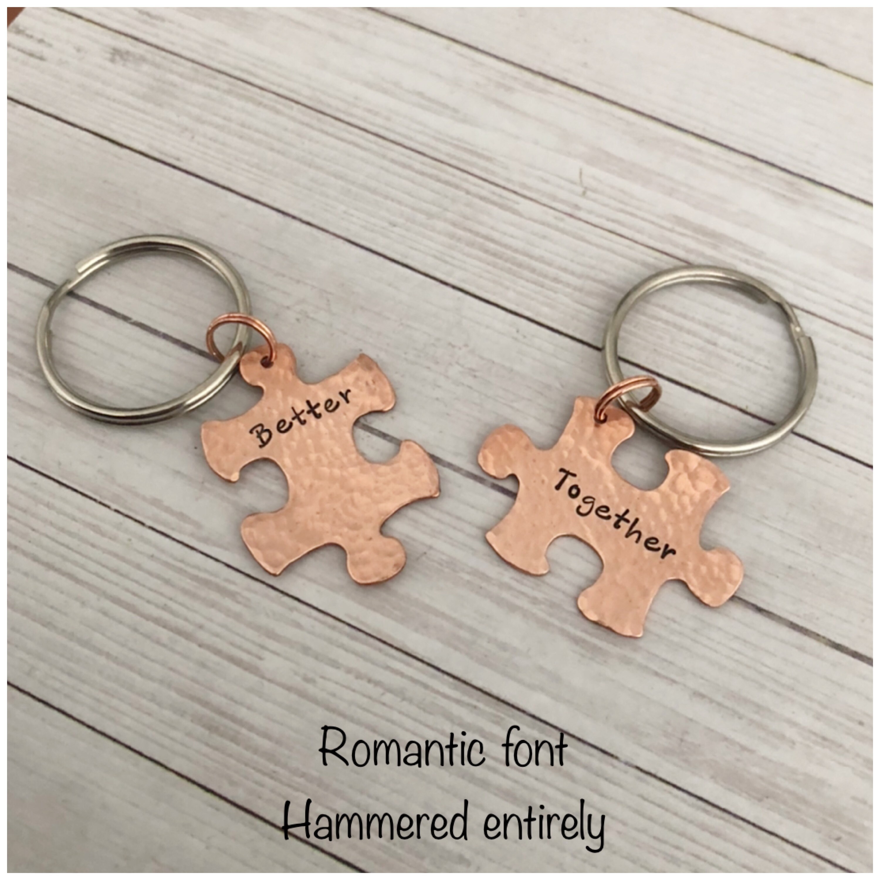 Personalized Puzzle Piece Keychains - Couple Key Holder - Anniversary ...