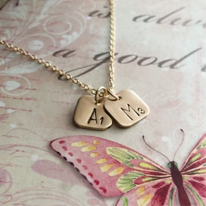 Gold Scrabble Necklace - Personalized Square Necklace - Hand Stamped ...