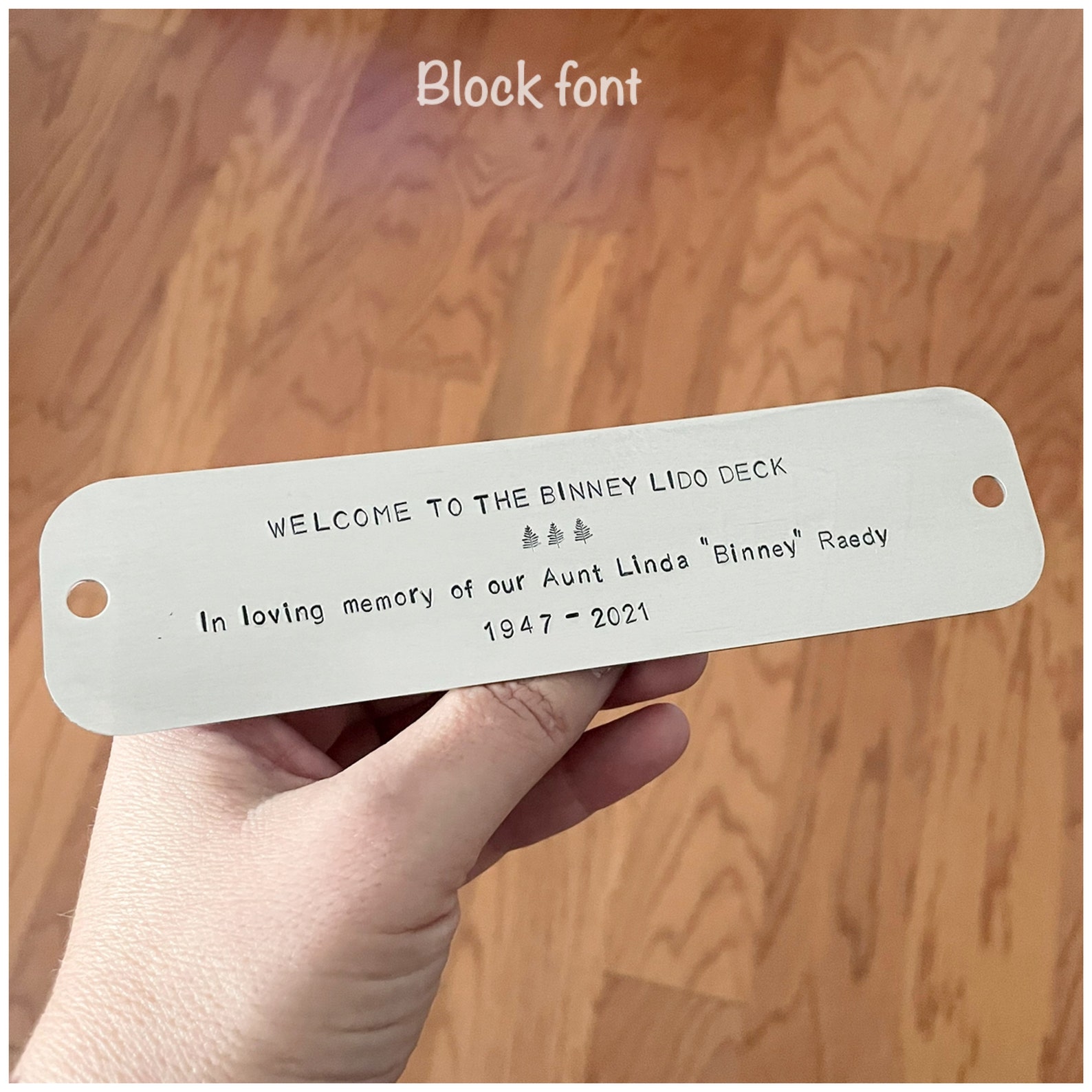 7" X 1.75" Metal Bench Plaque - Hand Stamped Aluminum Plate - Custom ...