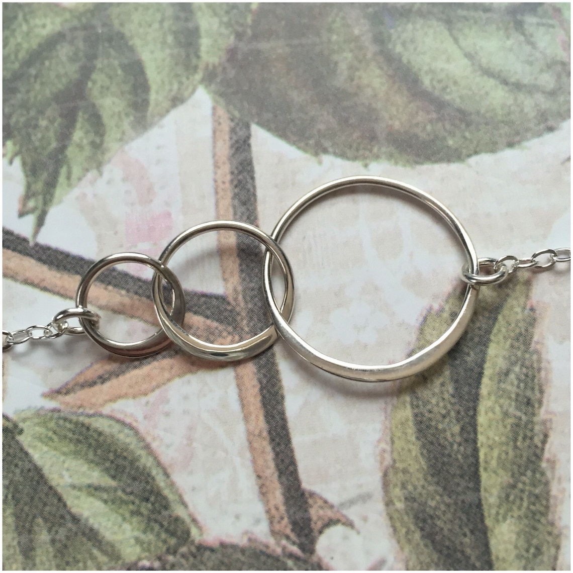 Interlocking Ring Necklace - Sterling Silver Eternity Necklace - Triple ...