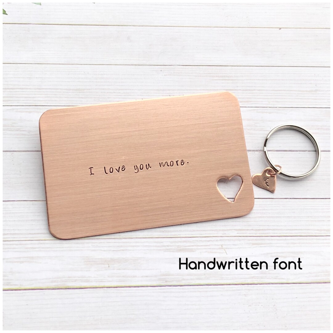 Personalized Wallet Card With Matching Heart Keychain - Hand Stamped ...