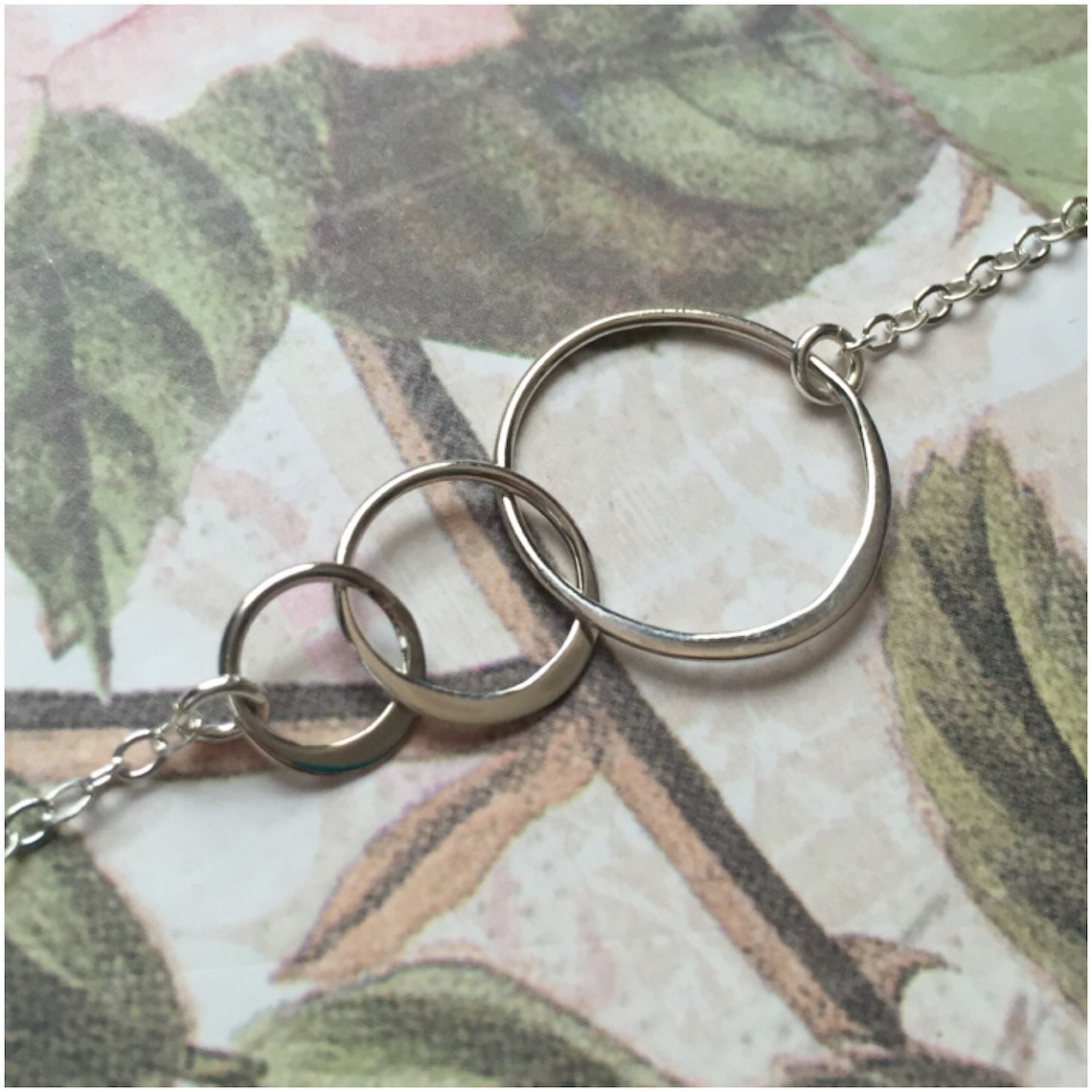 Interlocking Ring Necklace Sterling Silver Eternity Necklace | Etsy