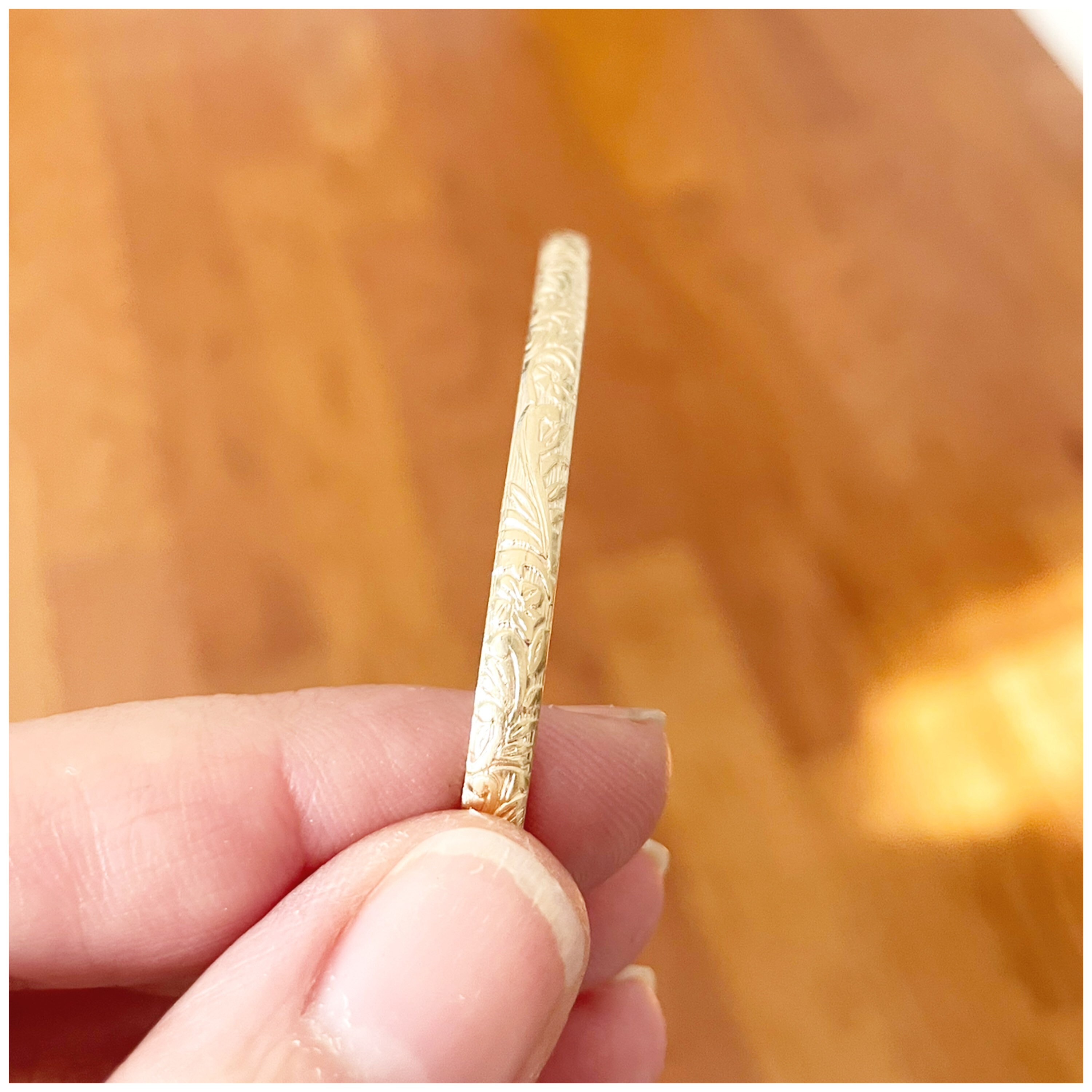 Gold Floral Cuff Textured Cuff Bracelet Personalized - Etsy UK