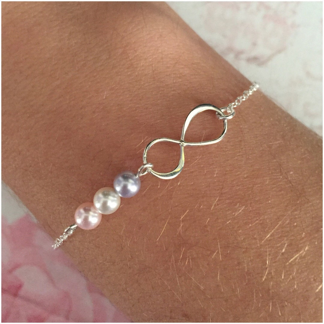 Pearl Infinity Bracelet - Sterling Silver Infinity Bracelet With 3 ...