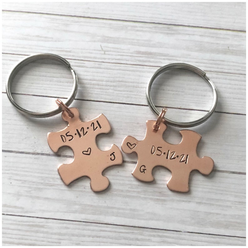 Personalized Puzzle Piece Keychains - Couples Puzzle Key Holder ...