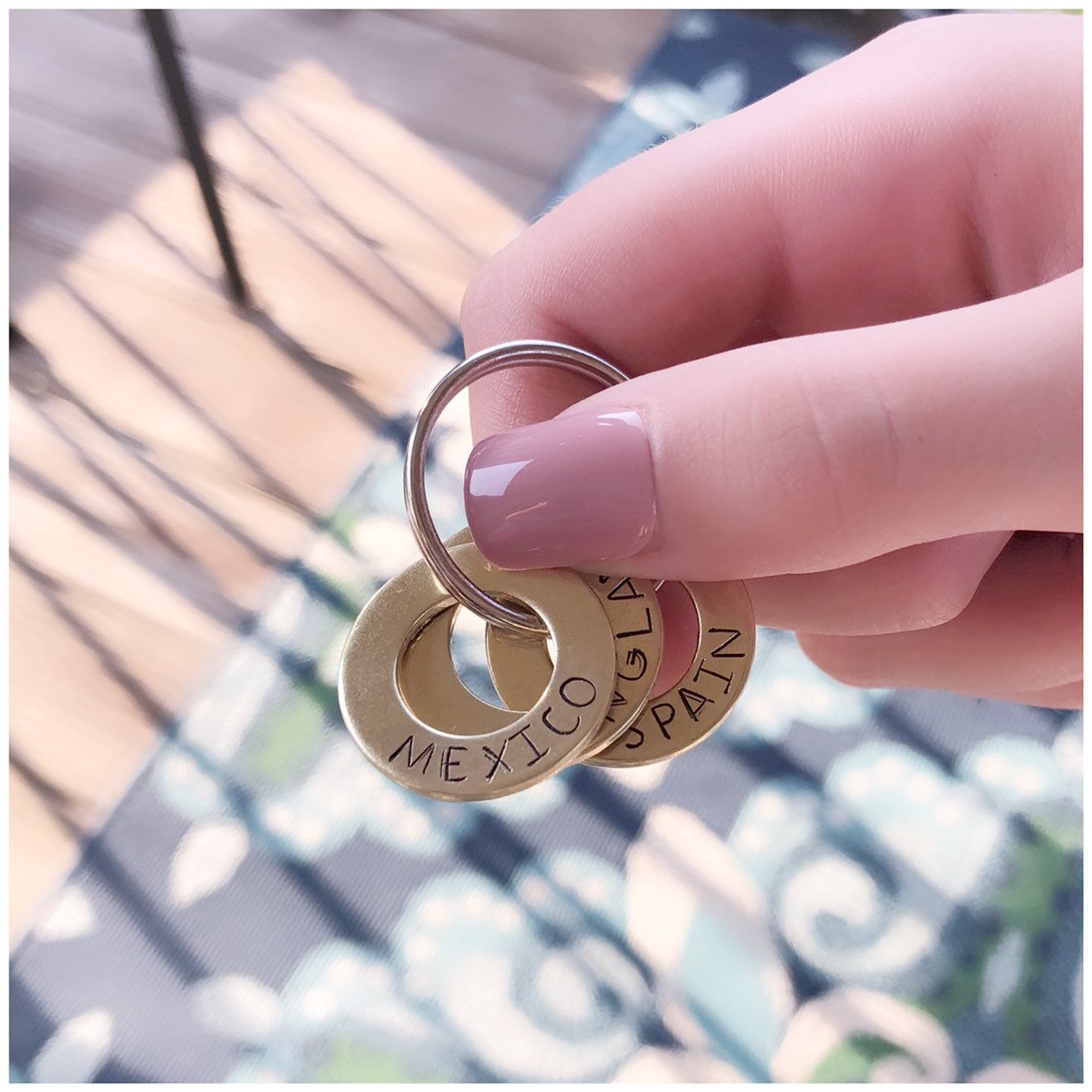 Personalized Brass Keychain Travel Lover Gift Countries | Etsy