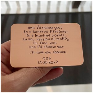 Personalized Birthday Gift - Copper Wallet Card - Hand Stamped Pocket ...