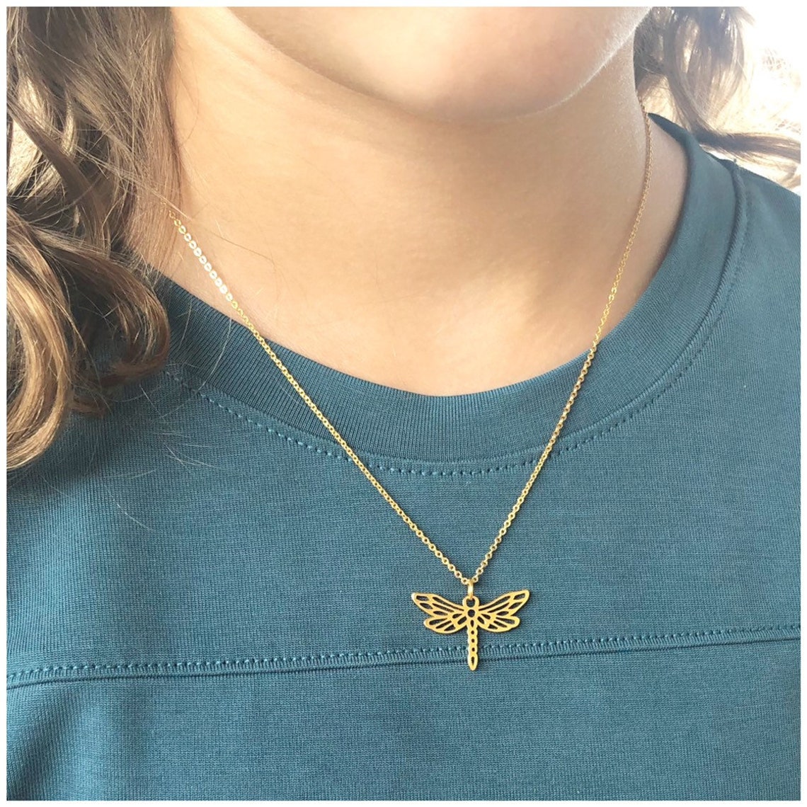 Gold Firefly Necklace Gold Dragonfly Necklace Simple Gold | Etsy