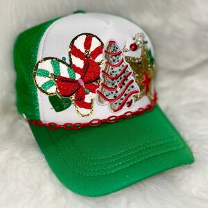 Christmas Tree Cake TRUCKER HAT Iron on Patches Boujee Christmas Tree ...
