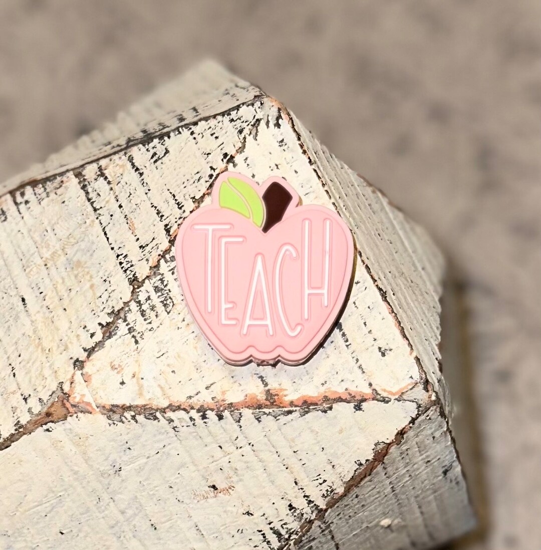 Pink or Hot Pink TEACH Apple Silicone Focal Bead - Etsy