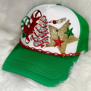 Christmas Tree Cake TRUCKER HAT Iron on Patches Boujee Christmas Tree ...