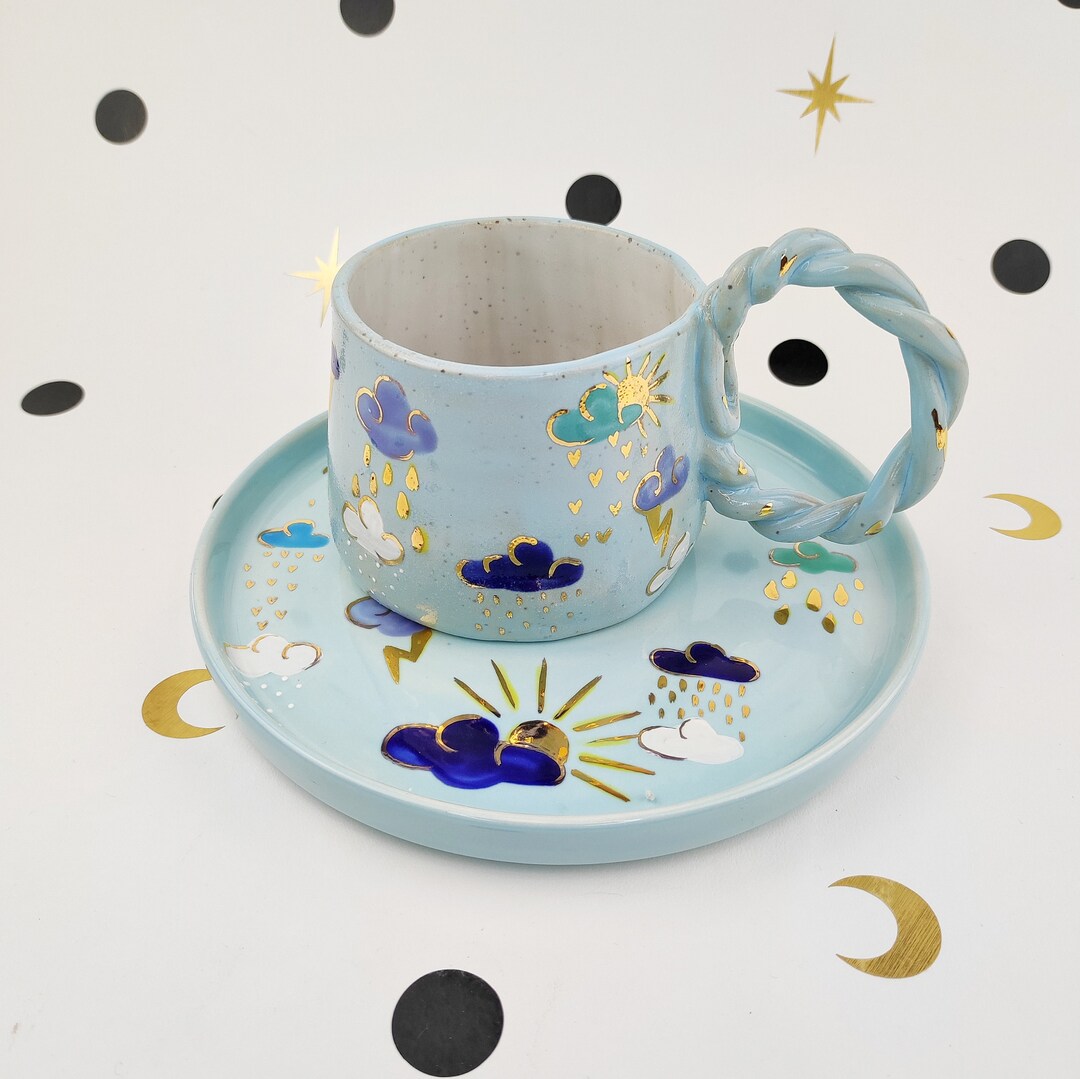 Pottery Cup, Weather, Cloud Cup, Plate, Handmade, Candycore, Gift for ...
