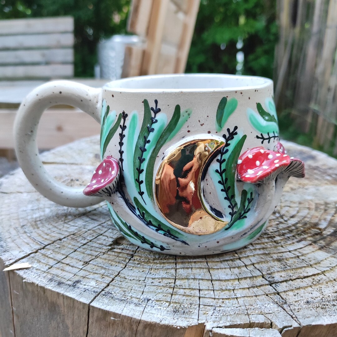 Pottery Cup, Mushroom Cup, Witch Cup, Halloween Cup, Moon Cup, Moon ...