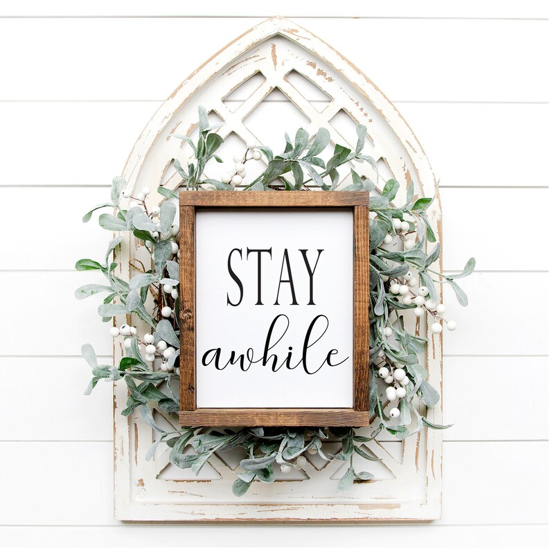 Stay Awhile, Word Art, Farmhouse Printable Wall Art, Farmhouse Decor ...