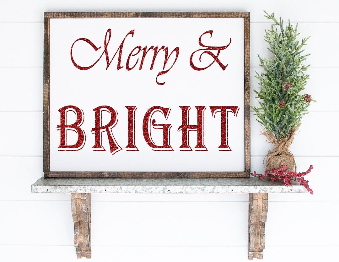 Merry and Bright Digital Download, Christmas Printable Wall Art ...