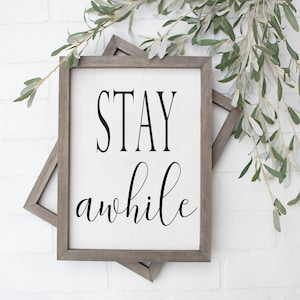 Stay Awhile, Word Art, Farmhouse Printable Wall Art, Farmhouse Decor ...