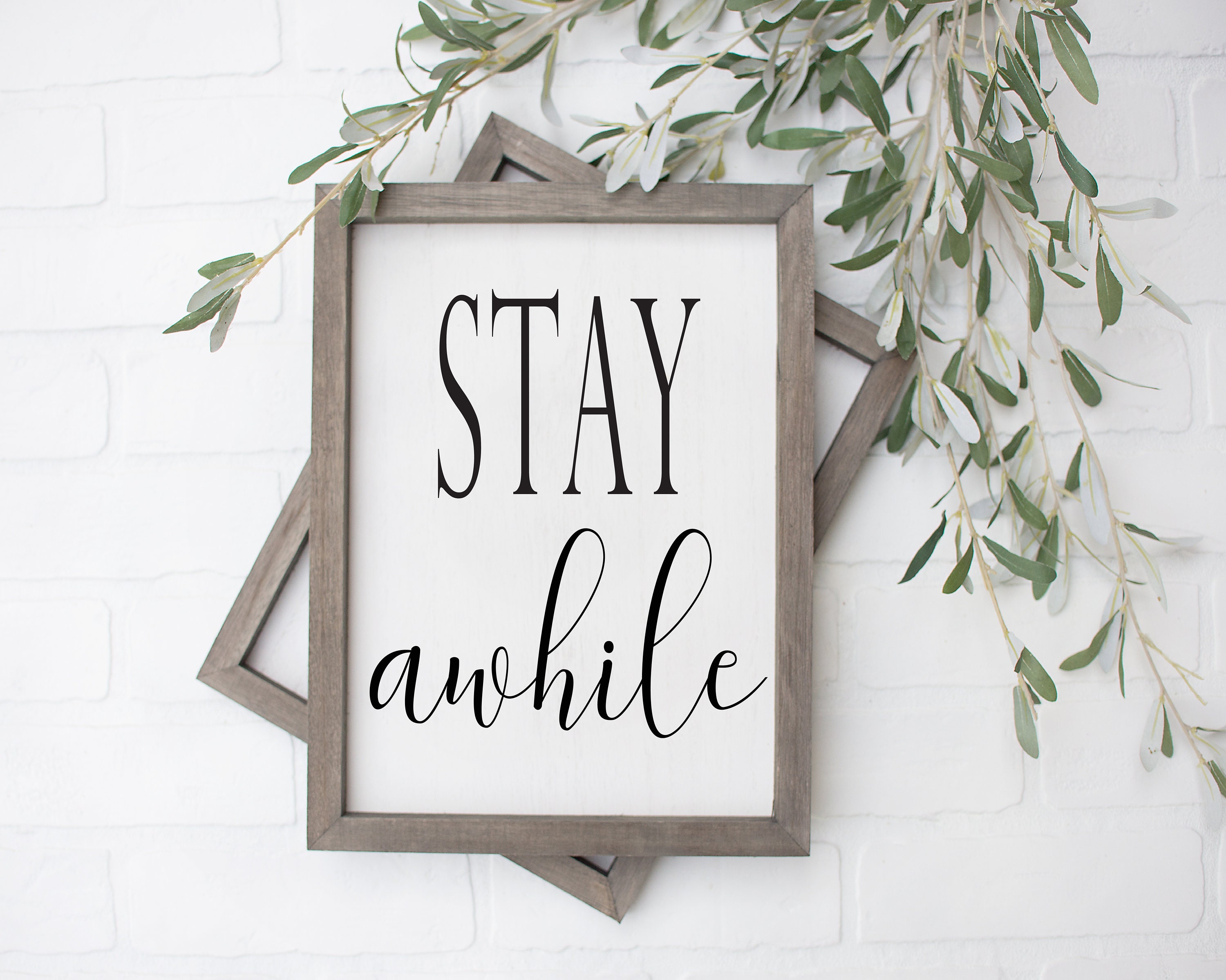 Stay Awhile, Word Art, Farmhouse Printable Wall Art, Farmhouse Decor ...