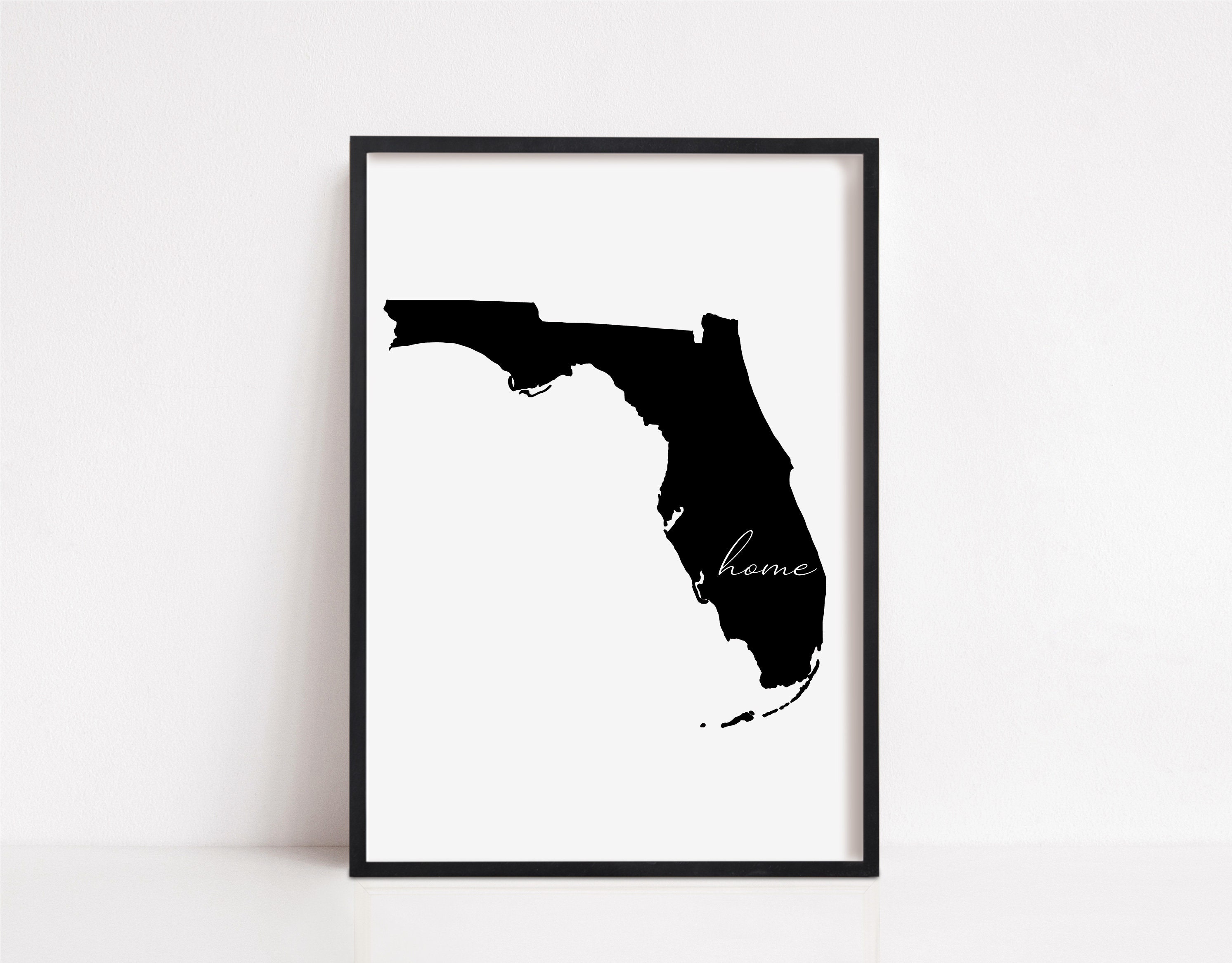 Florida Home Sign, Florida Outline Print, State Sign, Home, Wall Art ...