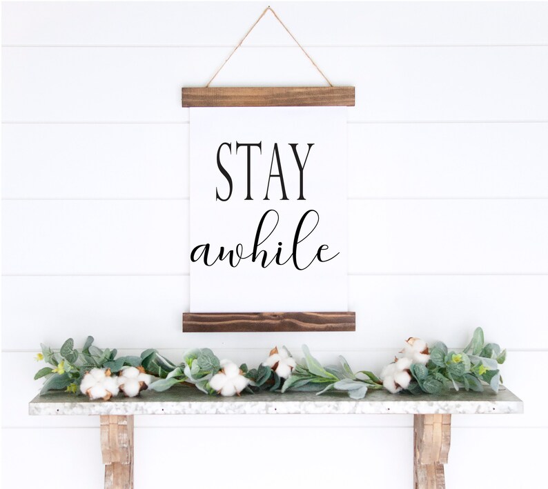 Stay Awhile, Word Art, Farmhouse Printable Wall Art, Farmhouse Decor ...
