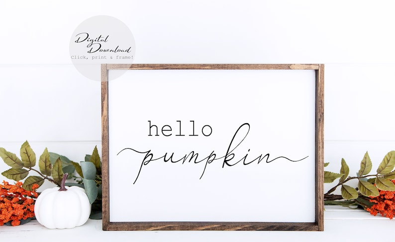Hello Pumpkin Sign, Fall Wall Decor, Autumn Decor, Farmhouse Fall ...